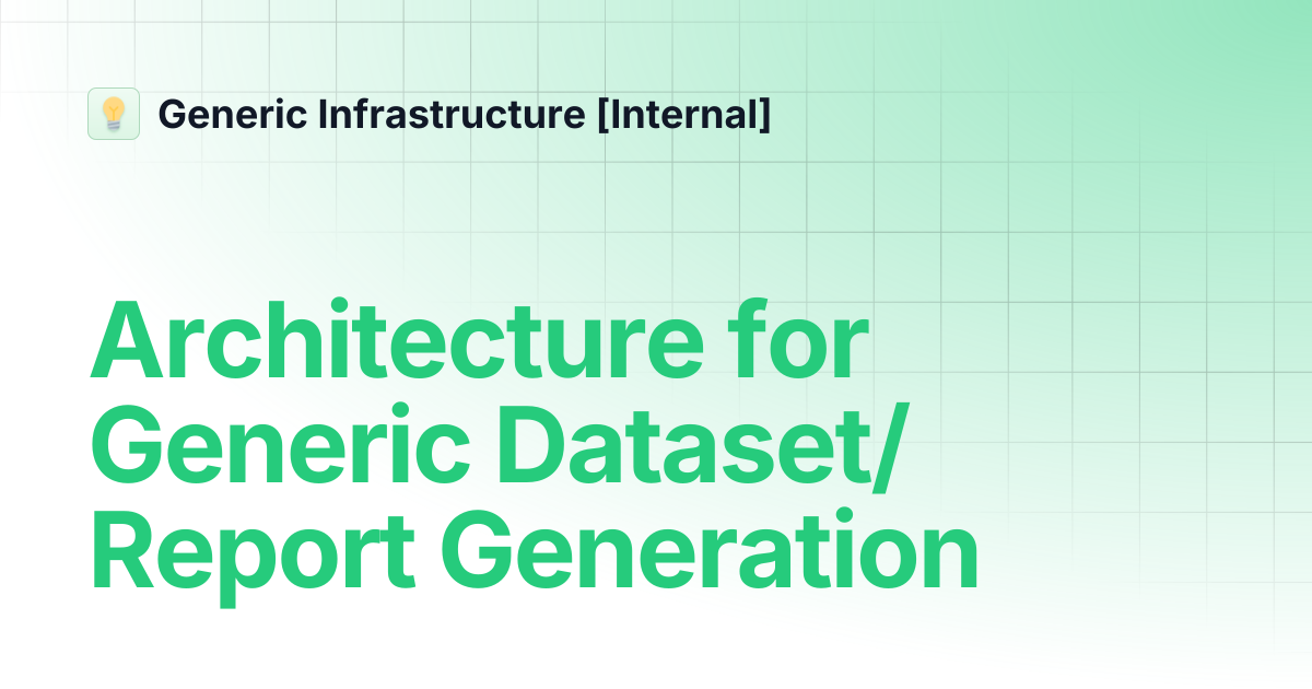Architecture for Generic Dataset/Report Generation | Generic ...