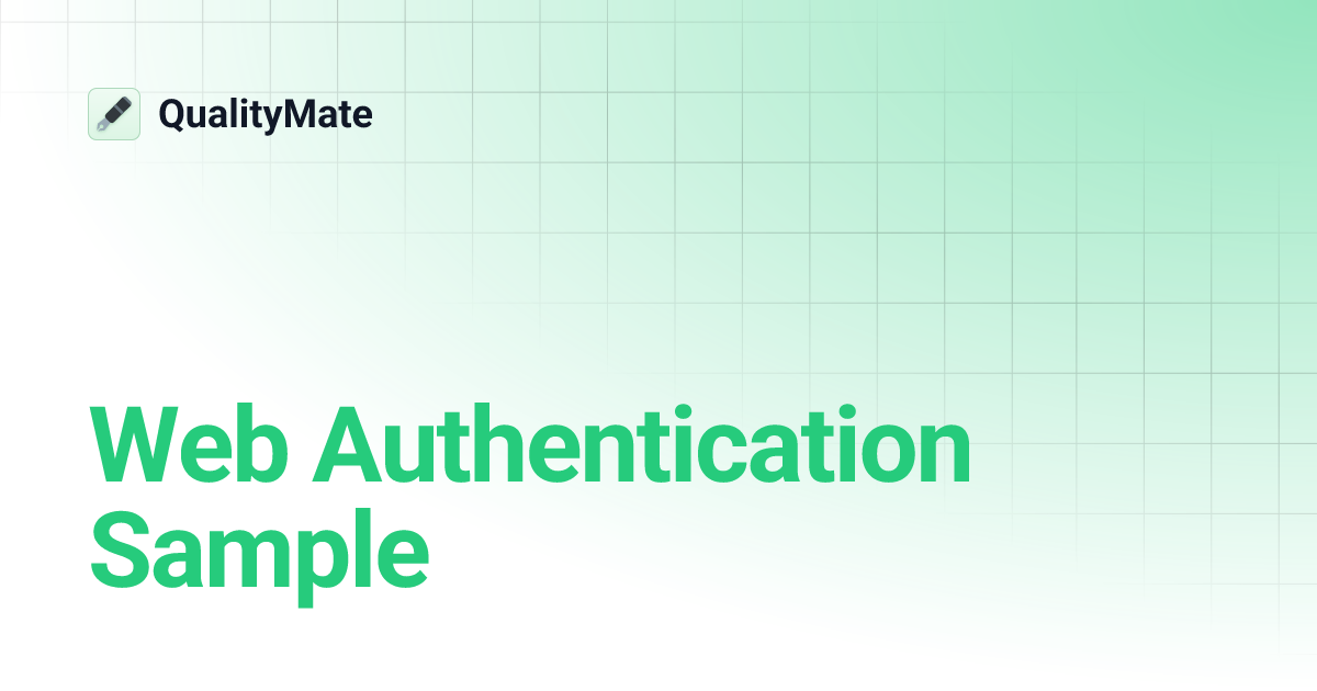 Web Authentication Sample | QualityMate